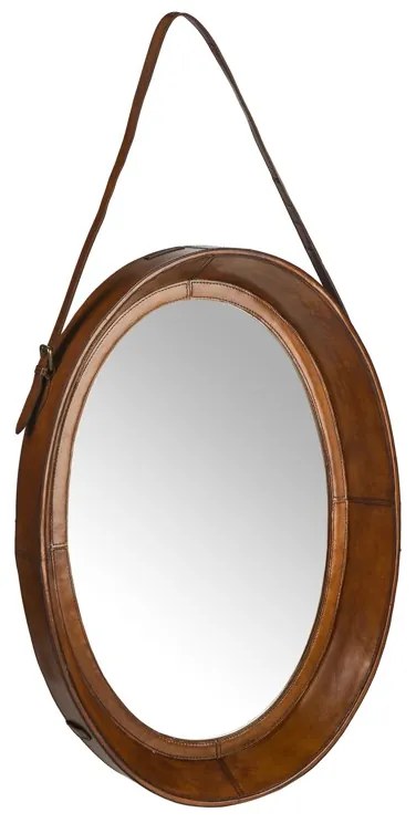 BALMUIR Oválné nástěnné zrcadlo v koženém rámu WELLINGTON, cognac