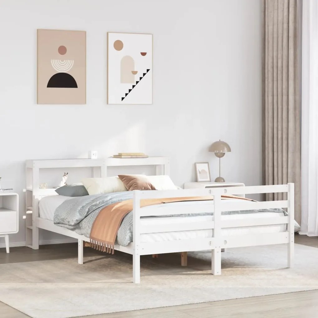 Rám postele s čelem 160 x 200 cm masivní borové dřevo 3305947