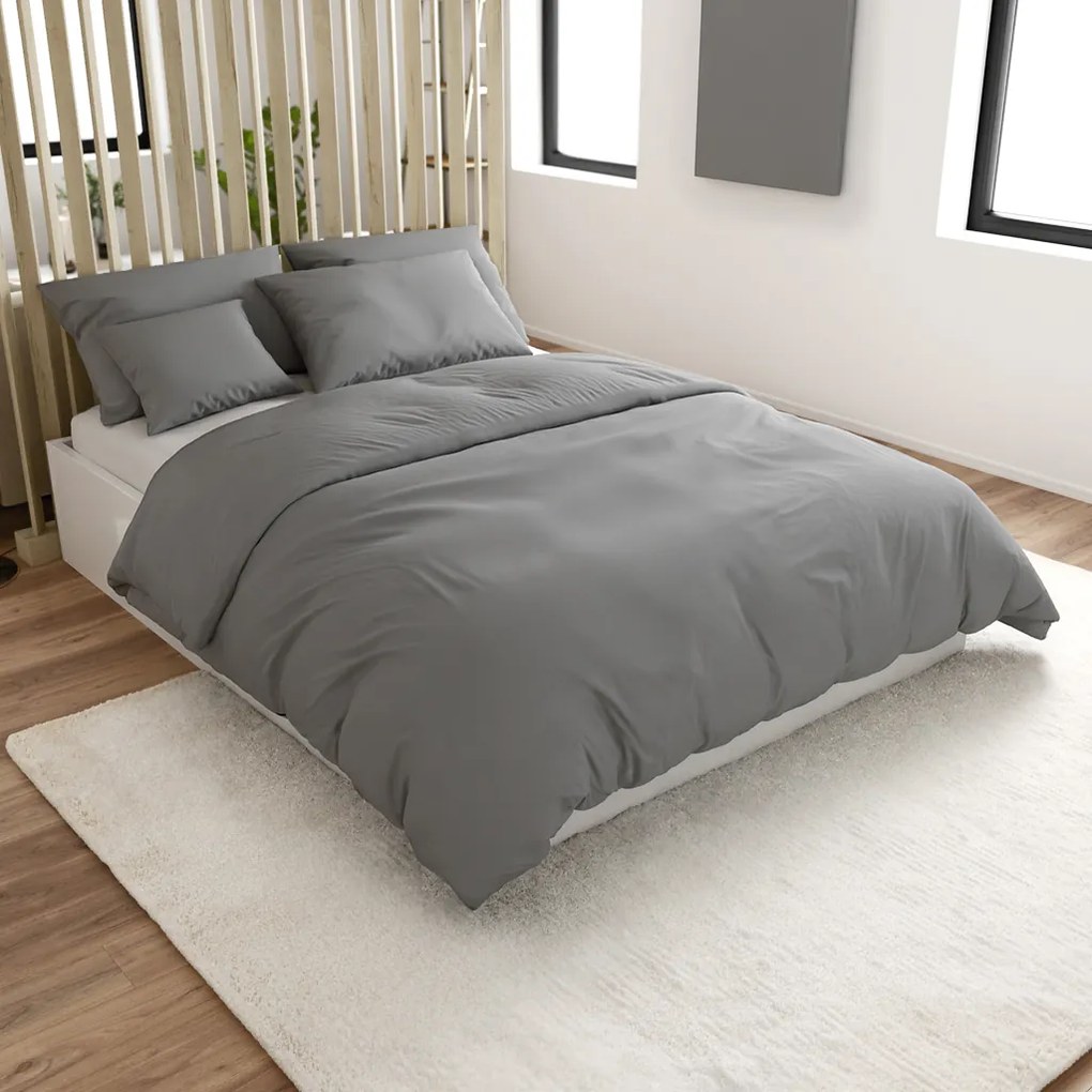 Bavlněné povlečení Lux šedé knoflík