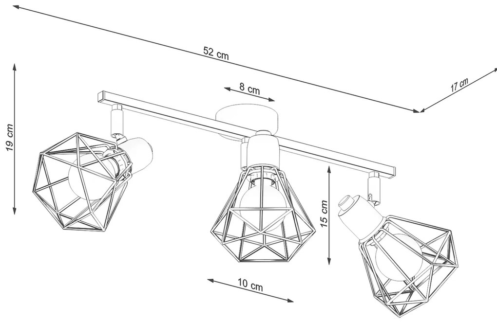 Bodové svítidlo Artemis, 3x černé drátěné stínítko, (možnost polohování)