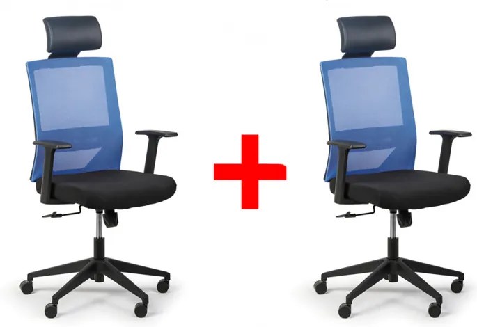 B2B Partner Kancelářská židle FOX 1+1 ZDARMA, pevné područky, modrá