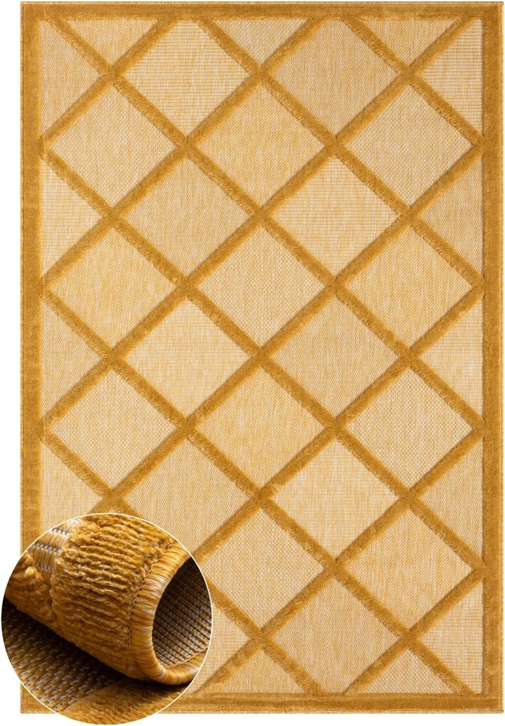 My Flair, Kusový koberec Mara III gelb – na ven i na doma, 240x320, žlutá, chodba / předsíň
