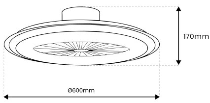 LED Stmívatelné stropní svítidlo s ventilátorem ZEPHYR LED/48W/230V černá + DO
