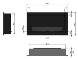 InFire - Vestavěný BIO krb 90x50 cm 3kW černá