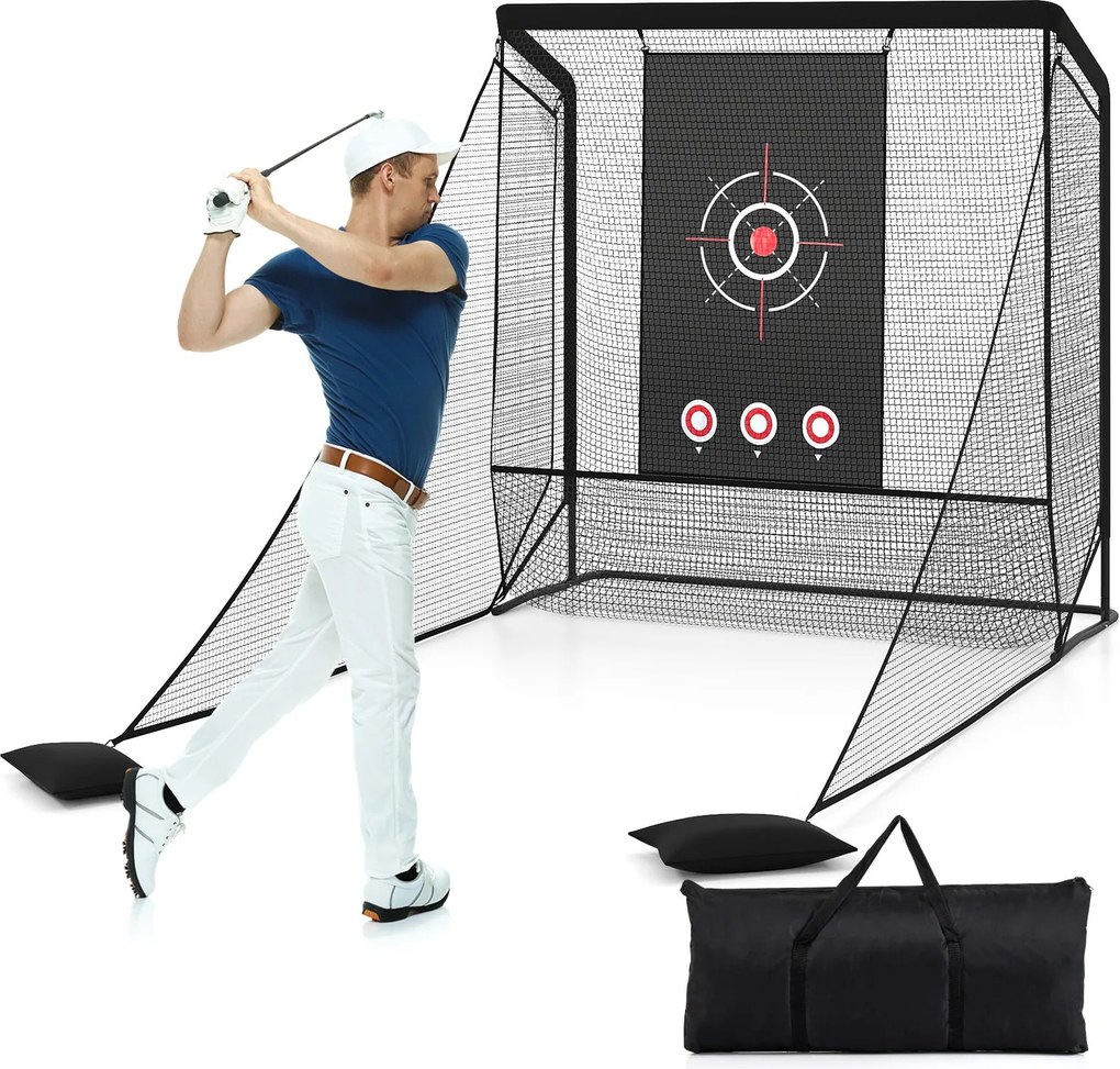 Costway Golfová síť Golfová tréninková síť s terčem, skládacími bočními díly