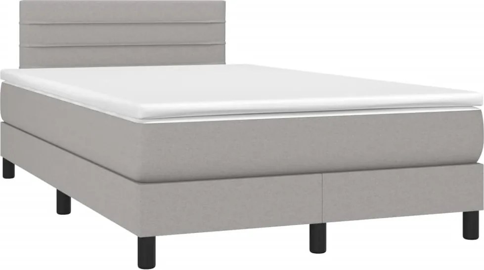 Box spring postel s matrací a LED světle šedá 120x190 cm textil 3270046