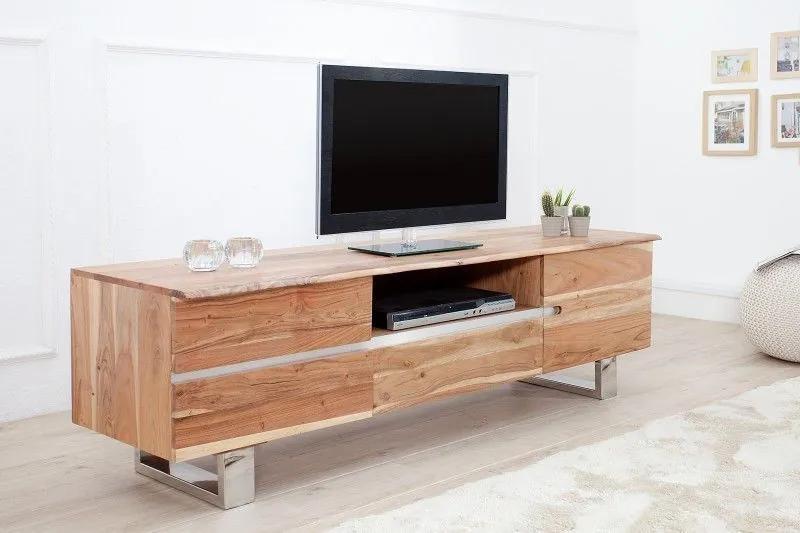 Deflee televizní stolek MAMMUT 160-A masiv akácie TV37498masivní akáciové dřevo lakované, ocelová základna  160 cm x 50 cm x 45 cm