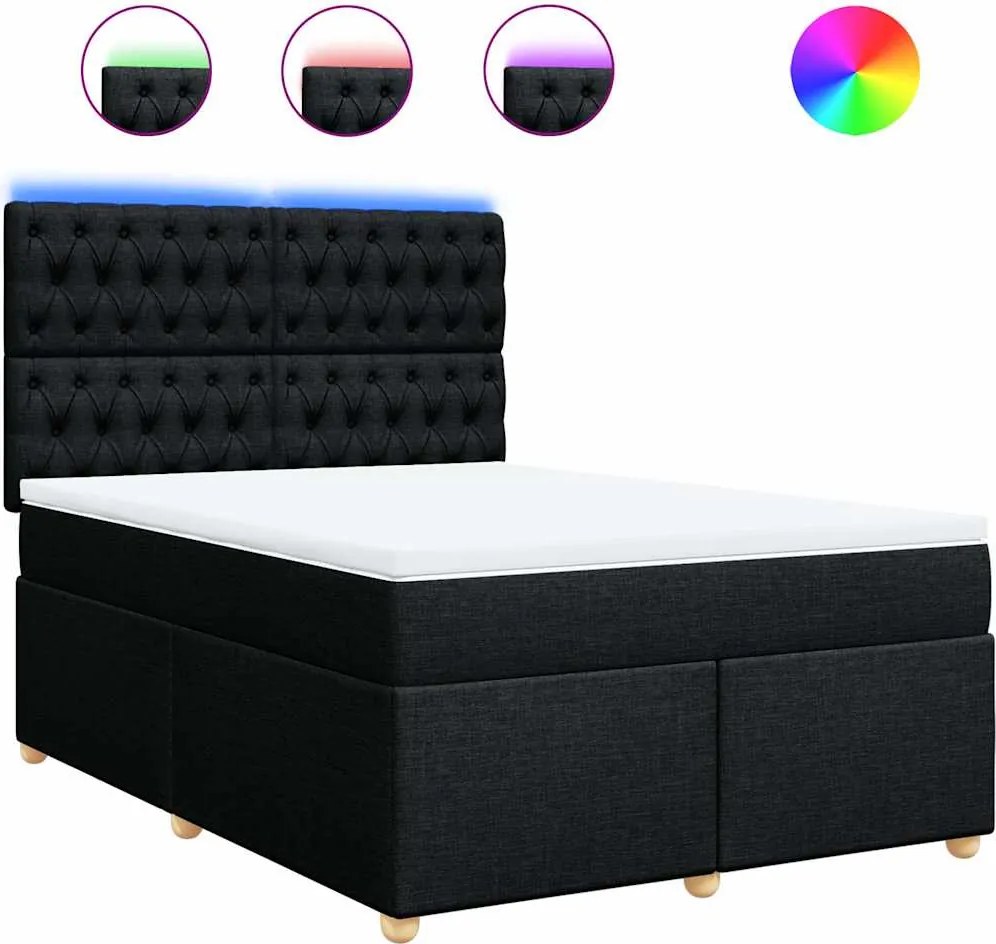 Box spring postel s matrací černá 160x200 cm textil 3293640