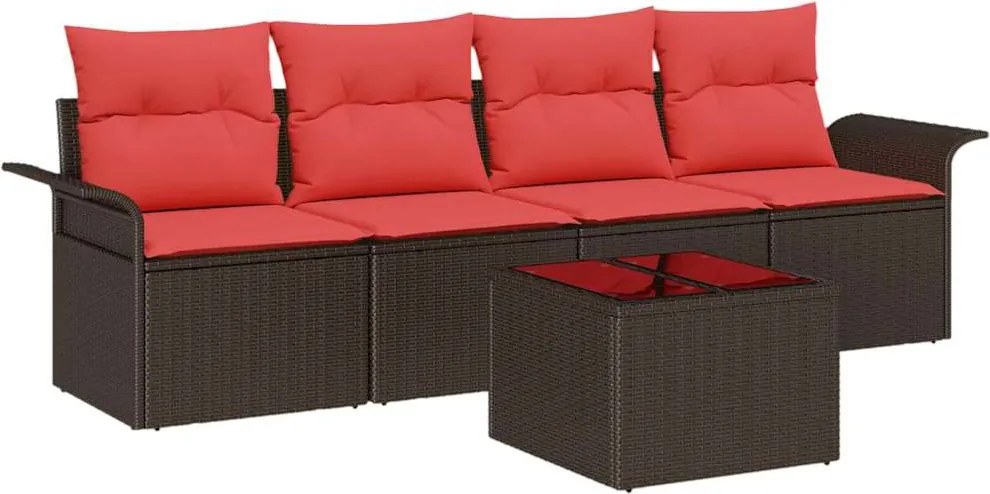 Set pohovek 5 ks Hnědá polyratan 3345234