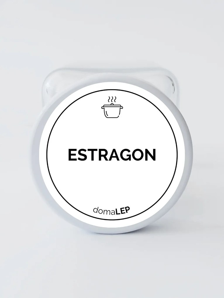 Samolepka na kořenky ESTRAGON bílá 5 cm tučné písmo