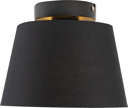 Stropní lampa s bavlněným stínítkem černá se zlatem 20 cm - Combi Black