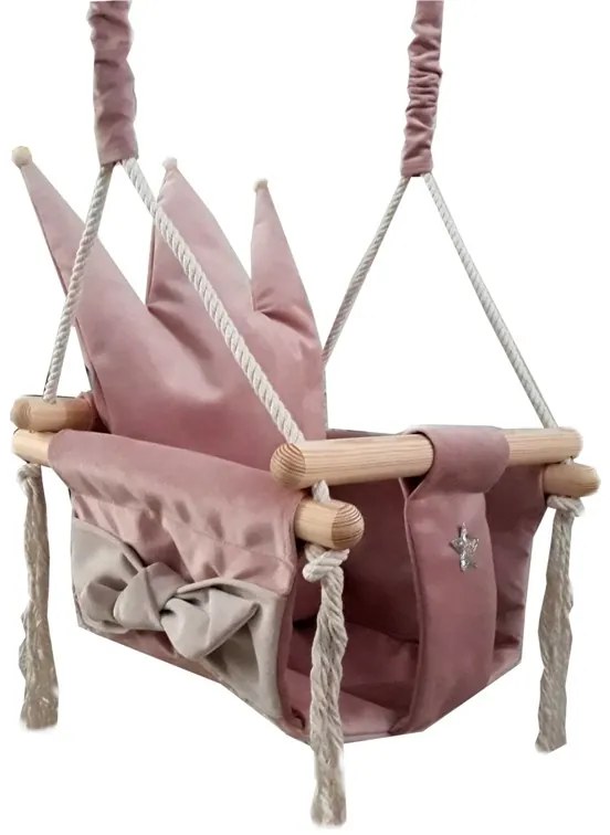 Lovegifts  Luxusní růžová plyšová houpačka Queen pro děti do 25kg 36x36x23cm