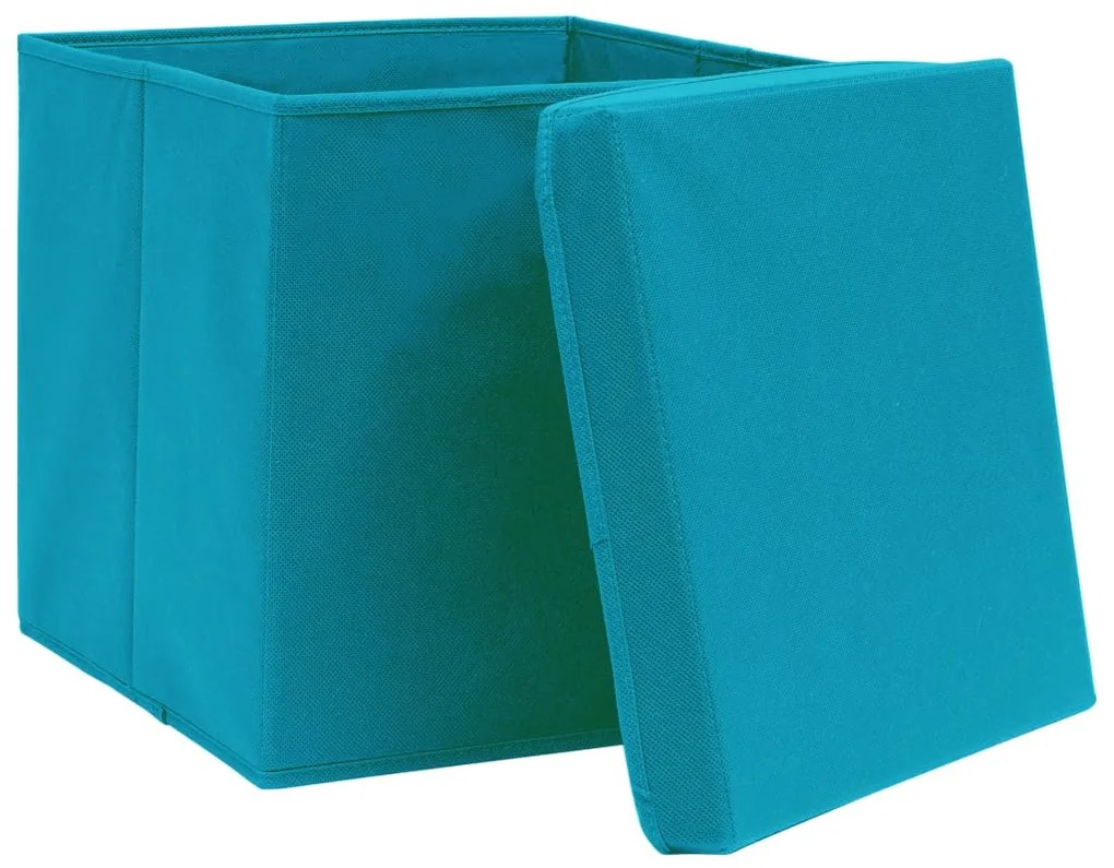 Úložné boxy s víky 4 ks bledě modré 32 x 32 x 32 cm textil - Default Title