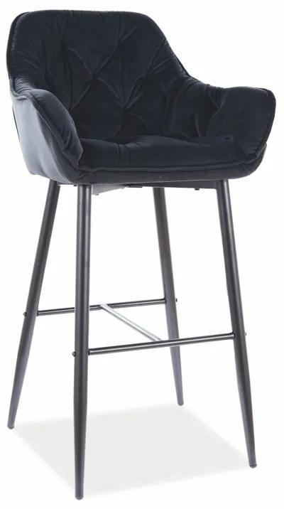 MAXIVA Barová židle - CHERRY H-1 Velvet, čalouněná, různé barvy na výběr Čalounění: černá (Bluvel 19)