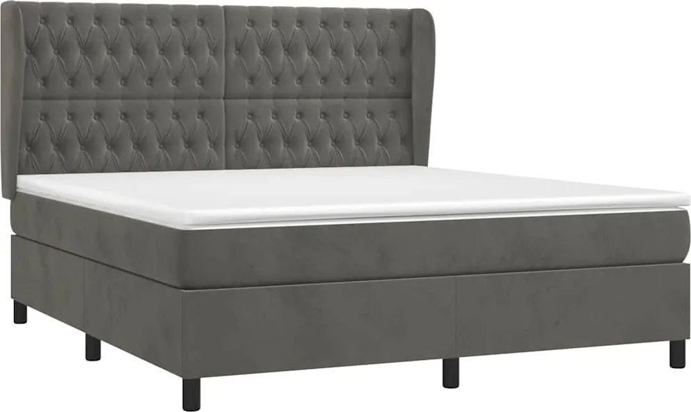 Box spring postel s matrací tmavě šedá 160x200 cm samet 3129400