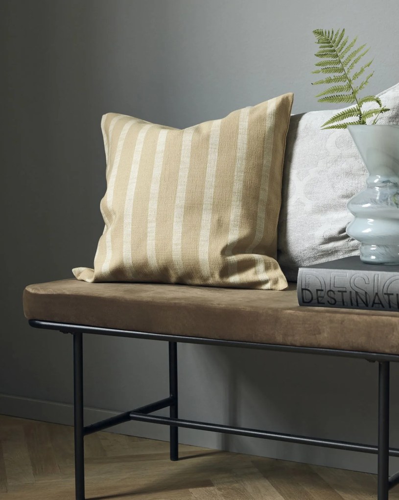 House Doctor Bavlněný povlak na polštář Thame Sand Stripe 50 × 50 cm, béžová barva, textil