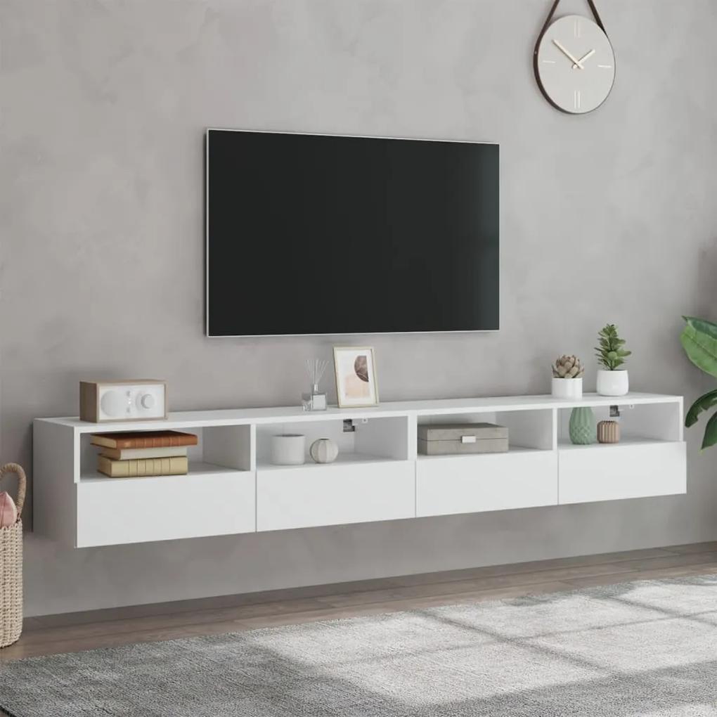 Nástěnné TV skříňky 2 ks bílé 100 x 30 x 30 cm kompozitní dřevo