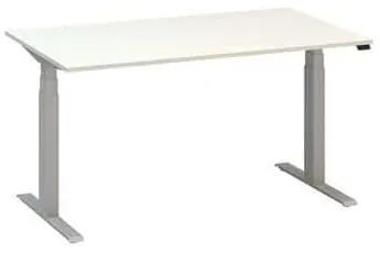 Alfa Office  Výškově nastavitelný kancelářský stůl Alfa Up s šedým podnožím, 140 x 80 x 61,5-127,5 cm, dezén bílá