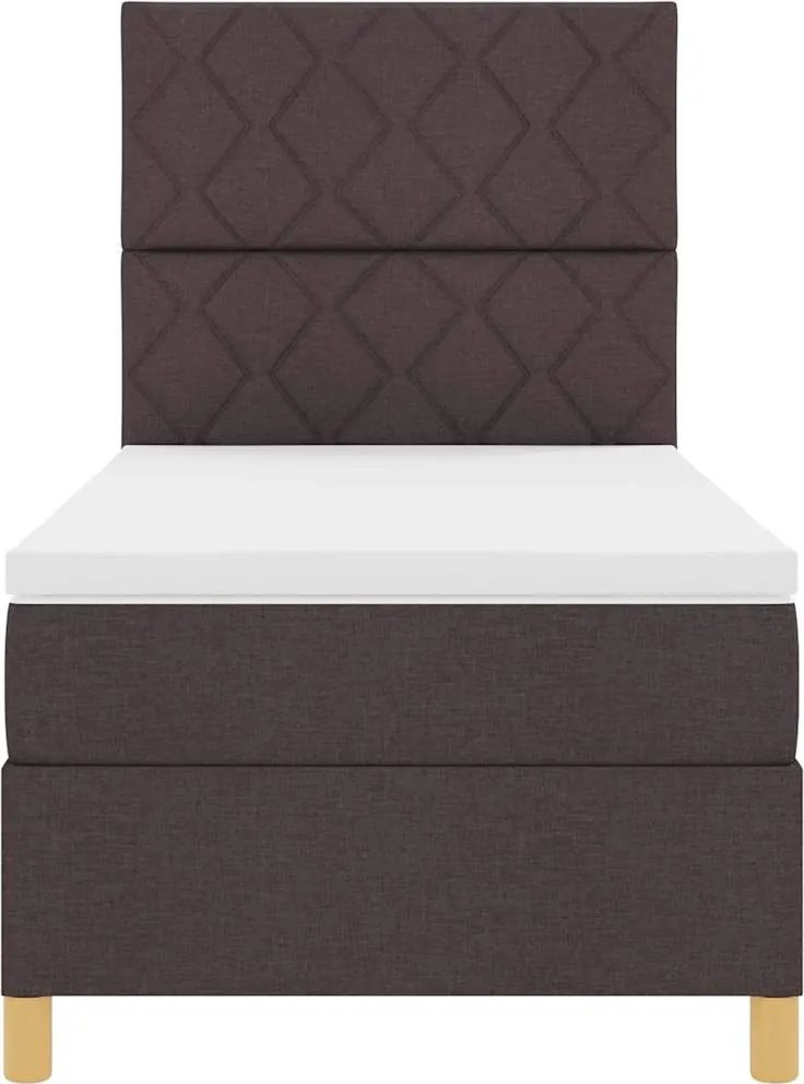 Postel s boxspringem s čelo Tmavě hnědá 90 x 190 cm textil 3339661
