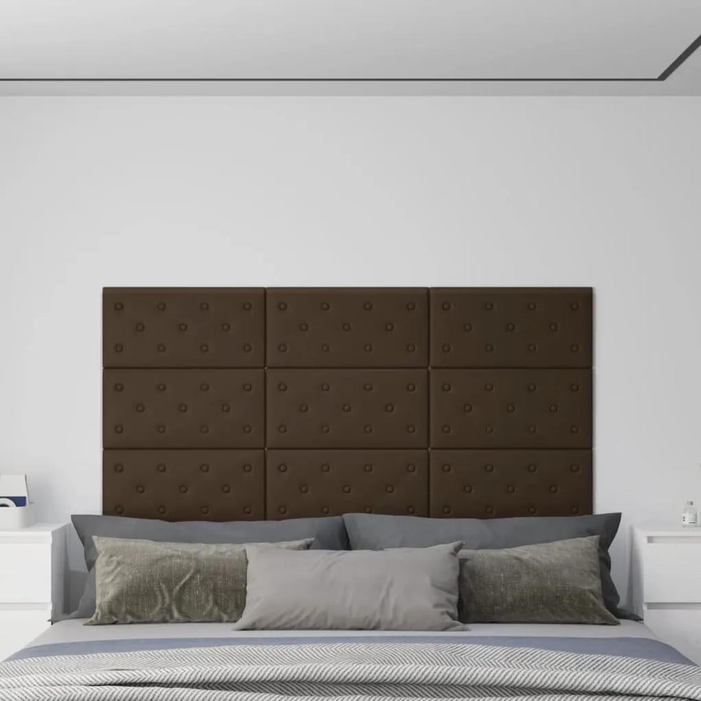 Nástěnné panely 12 ks hnědé 60 x 30 cm umělá kůže 2,16 m² - Default Title