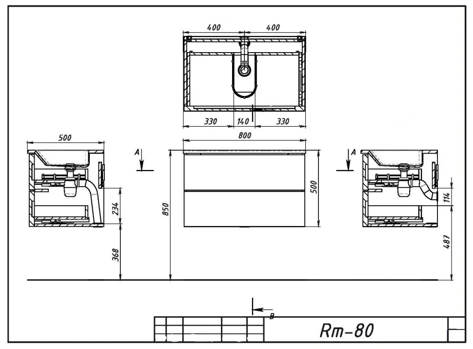 Lavedo Rimini Ash 80 koupelnová skříňka s umyvadlem