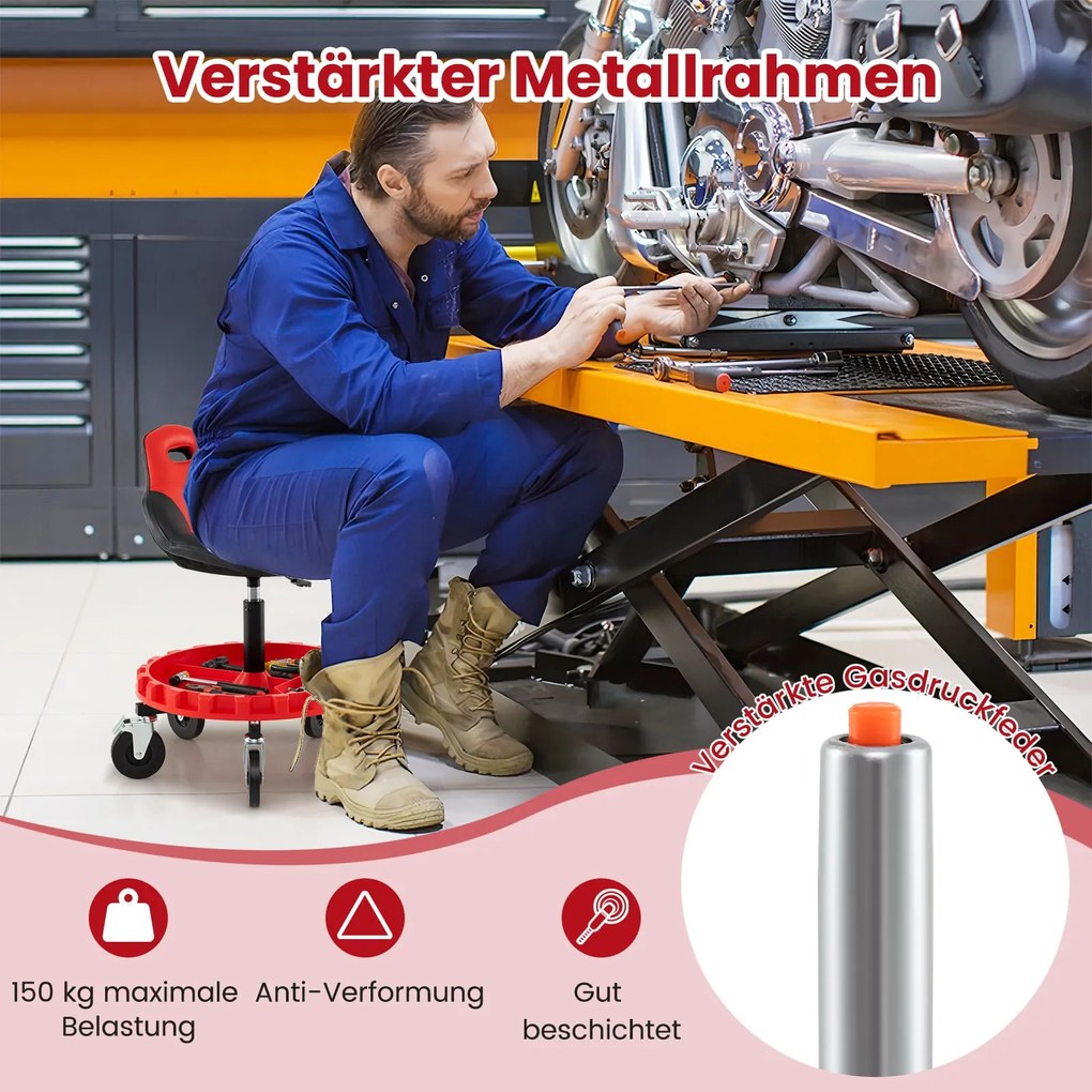 Costway Pojízdná stolička do dílny Mechanická stolička na kolečkách s nastavením