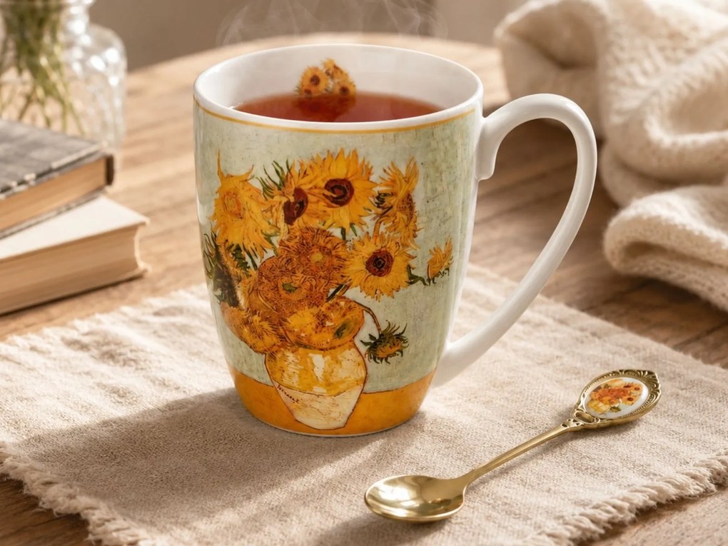 Porcelánový hrnek se lžičkou Van Gogh Sunflowers 360 ml