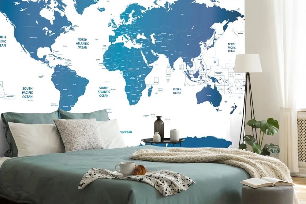 Samolepící tapeta mapa světa s jednotlivými státy - 225x150 cm