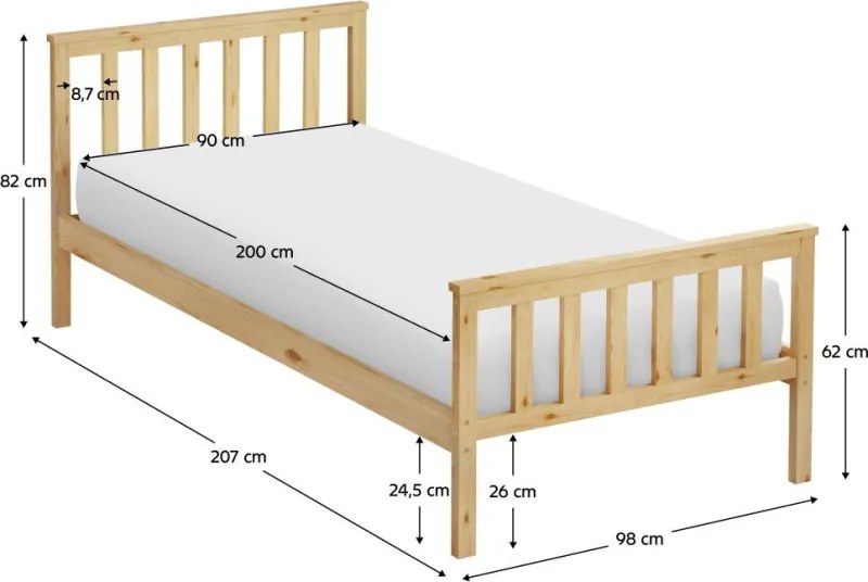 Postel s roštem, přírodní, 90x200, ANATRA Kondela 0000411696