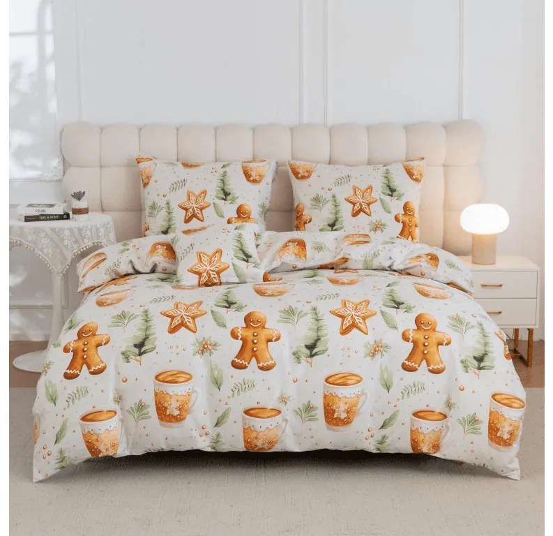 Povlečení z mikrovlákna WINTER GINGERMAN bílé Rozměr povlečení: 70 x 90 cm | 140 x 220 cm
