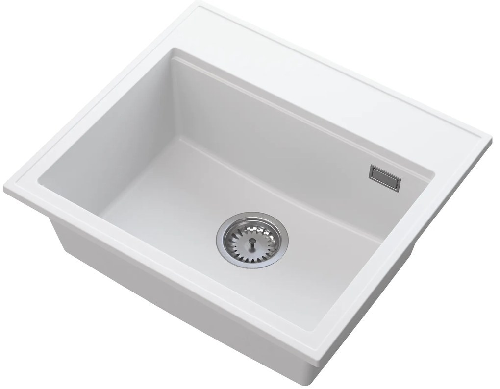 Gamma Modern 5055, 1-komorový granitový dřez 560x500x210 mm, bílá, GMA-ZM-55-WH
