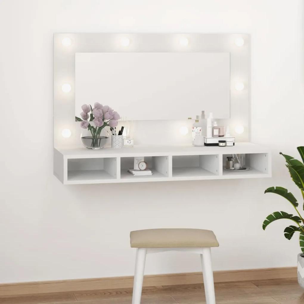 808891 vidaXL Zrcadlová skříňka s LED bílá 90 x 31,5 x 62 cm