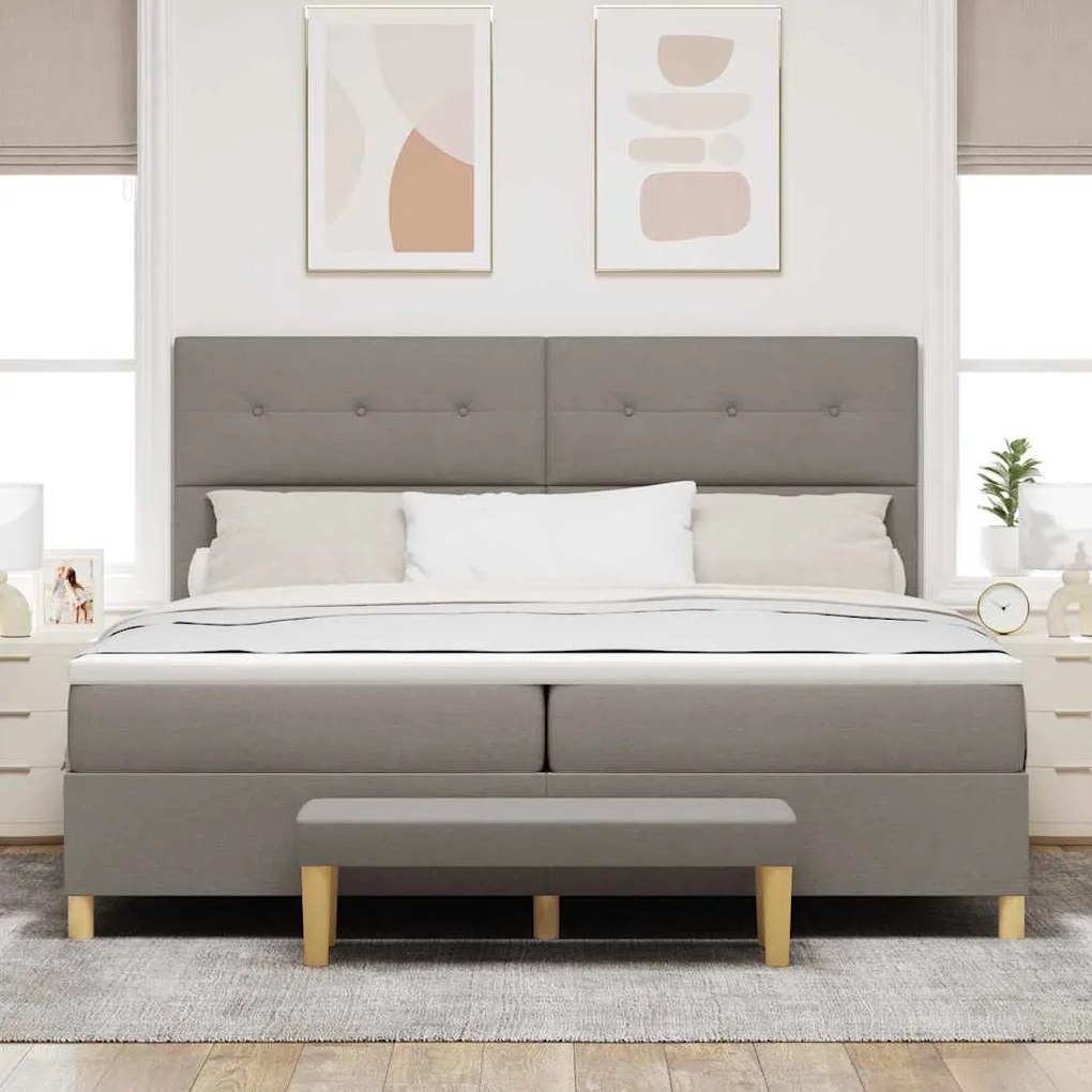 Postel s boxspringem s čelo Taupe 200 x 200 cm textil 3344328