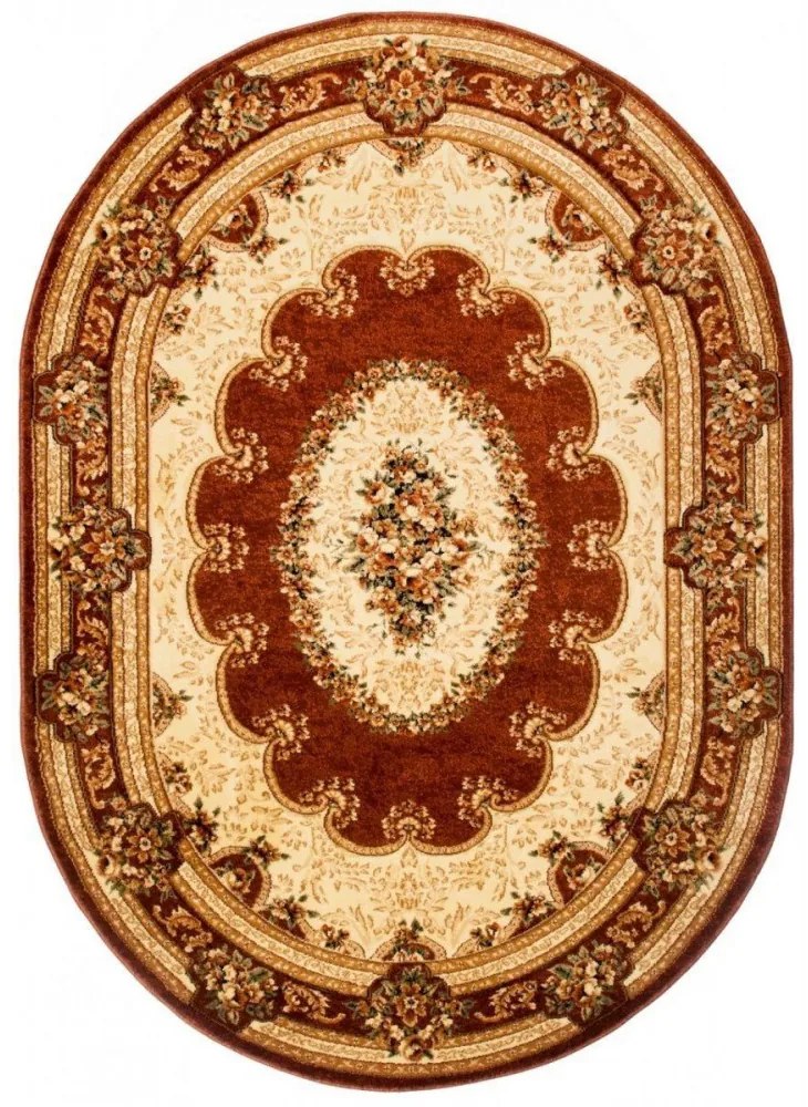 Kusový koberec klasický vzor hnědý ovál 140x190cm