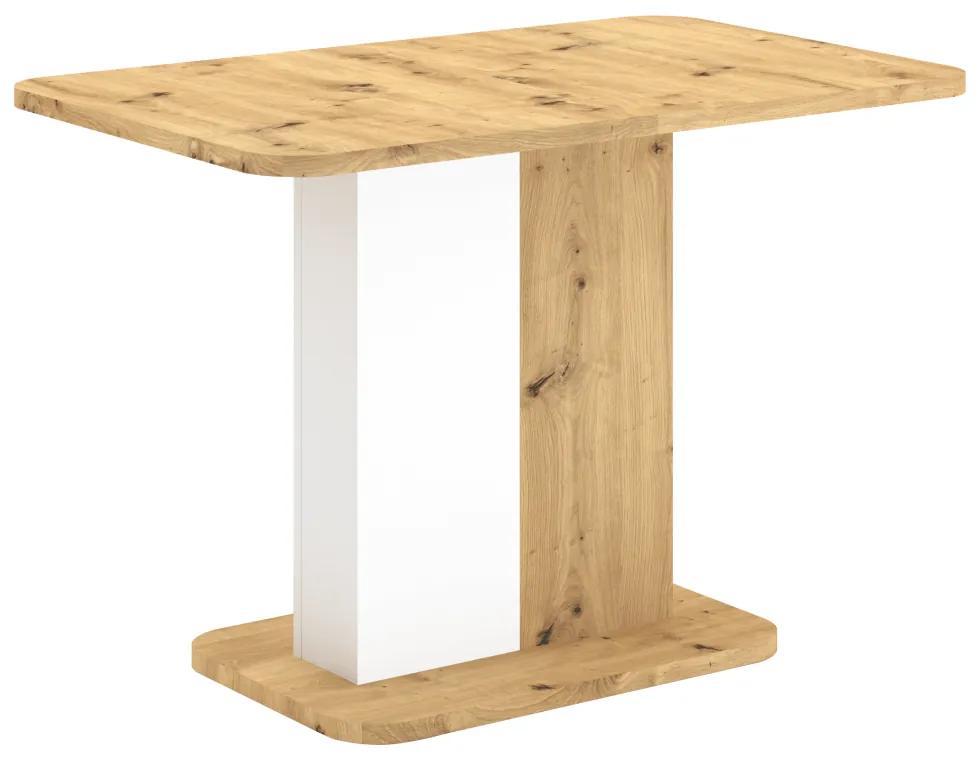 Kondela Jídelní rozkládací stůl, dub artisan/bílá, 110-145x68,6 cm, NETOX
