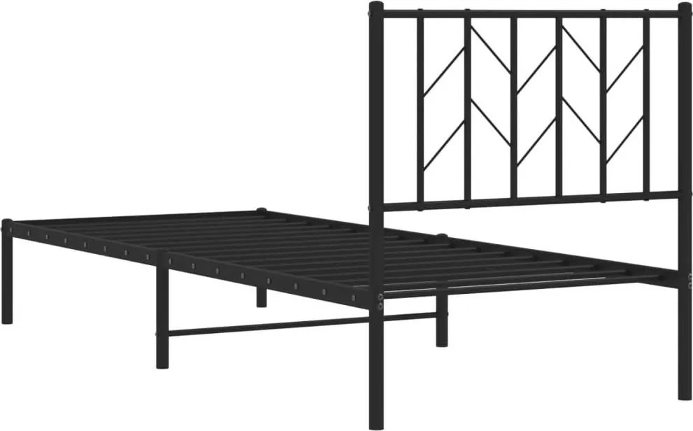 vidaXL Kovový rám postele s čelem 80 x 200 cm [374428] Barva: Černá