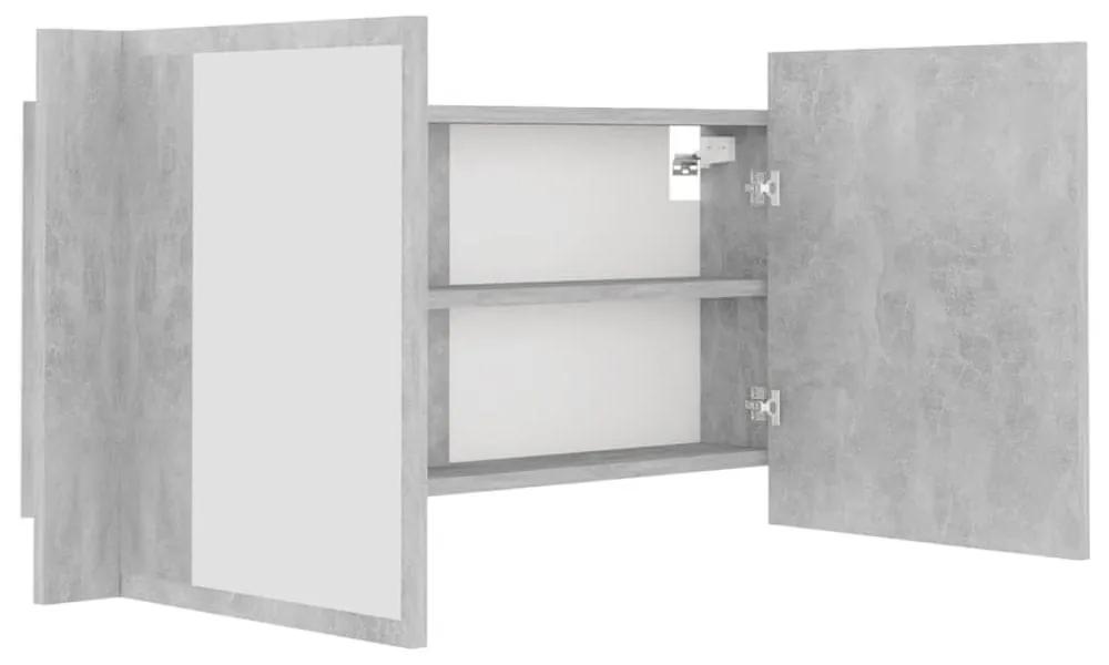 Petromila LED koupelnová skříňka se zrcadlem betonově šedá 90x12x45 cm