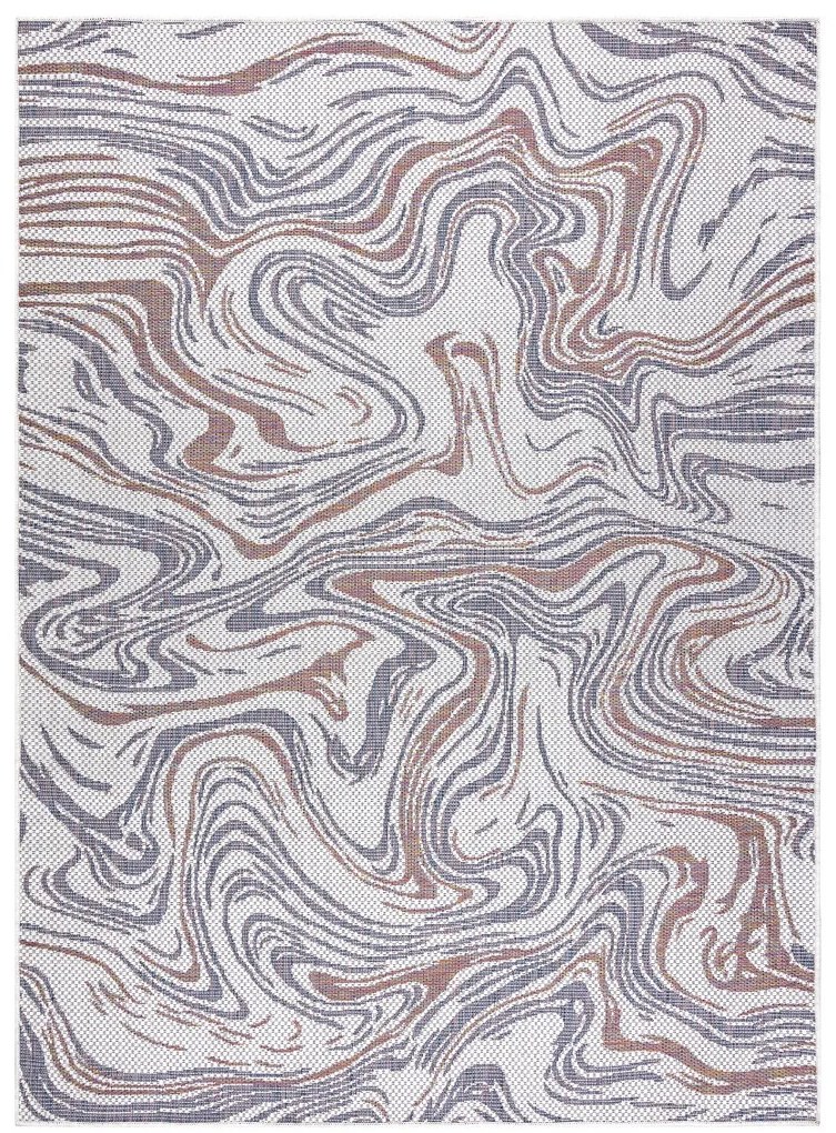 Dywany Łuszczów, Kusový koberec Sion Sisal Waves 2836 ecru/blue/pink – na ven i na doma, 80x150, vícebarevná, chodba / předsíň