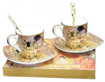 HOME ELEMENTS Espresso šapo sada 2 x 90 ml, Klimt Polibek zlatý