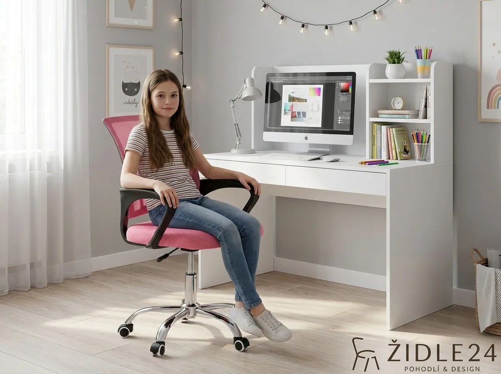 Dětská židle LORDANO - růžová síťovina
