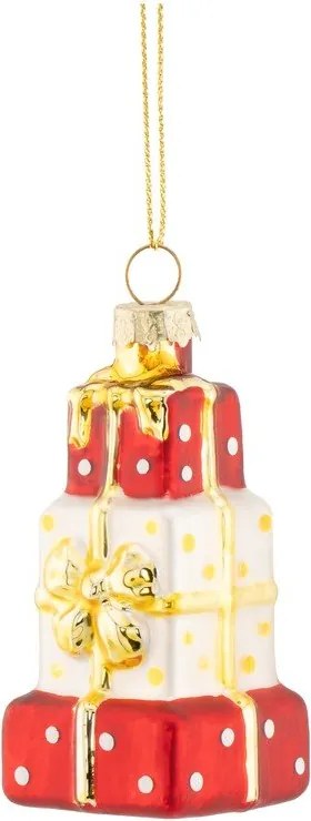 Skleněná vánoční ozdoba 4 cm Stack of Presents – Sass &amp; Belle