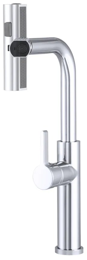 Gamma Rotary, vysoká dřezová baterie s výsuvným výtokem h-415, chromová, GMA-BR-CH
