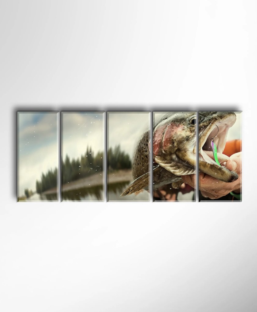 Malvis ® Obraz Rybář s krásným duhákem ROZMĚR (šířka x výška): třídílný obdélník 120x80 cm