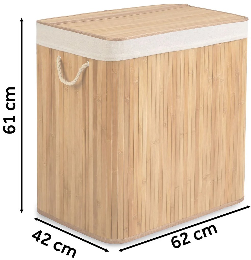 Bambusový proutěný koš na prádlo s víkem 150 l Massido ekologický úložný box