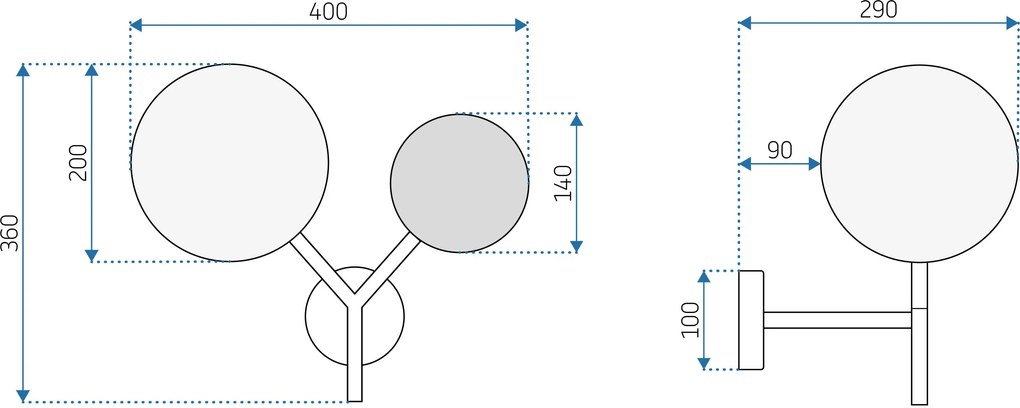 Toolight - nástěnná skleněná lampa E27 60W APP1012-2W, zlatá, OSW-09481