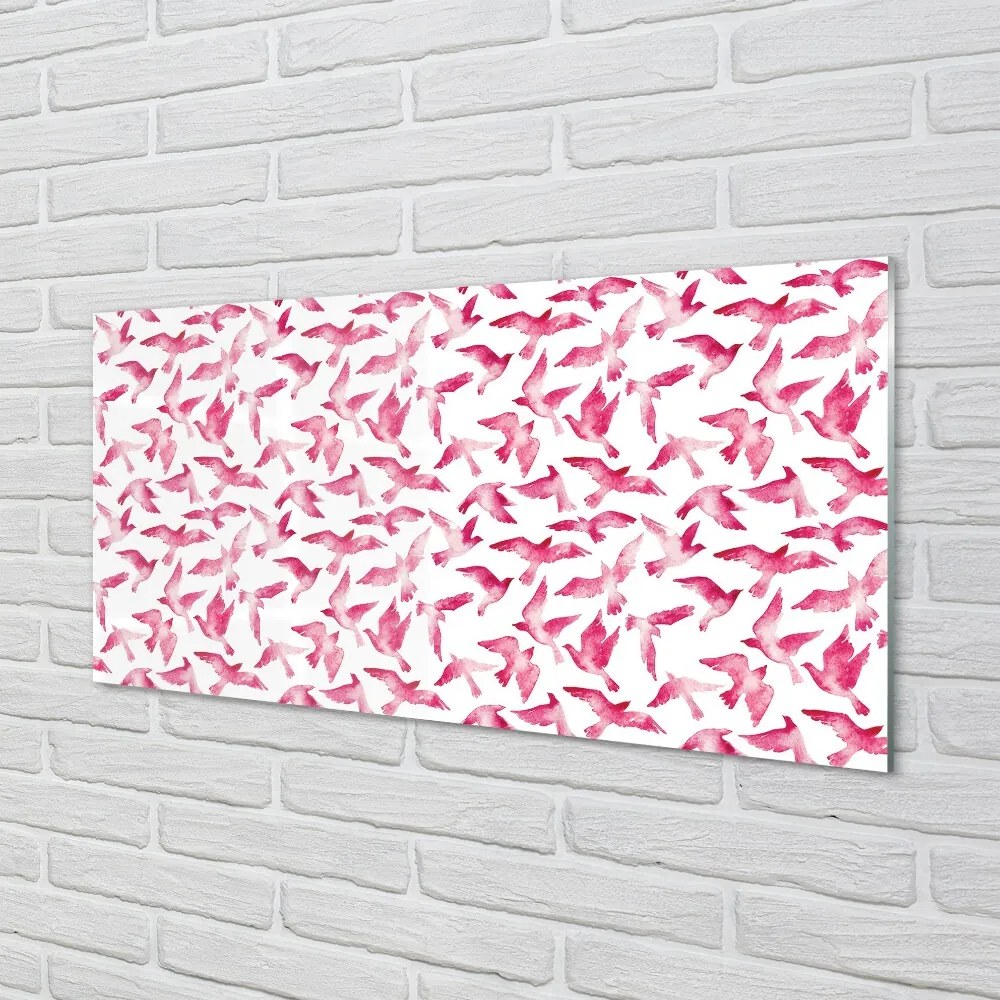 Obraz na skle růžové ptáci 120x60 cm