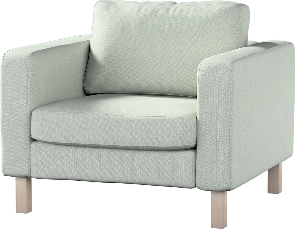 Potah na křeslo IKEA Karlstad, krátký barva modrá látka pletený vzor