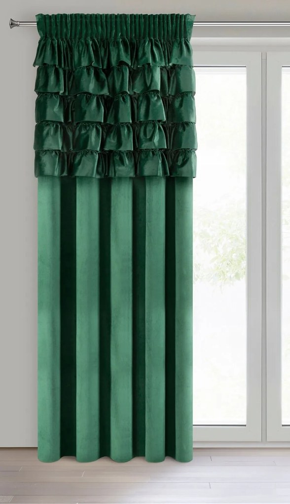 ZATEMŇOVACÍ ZÁVĚS NA PÁSCE AURA 140X270 CM TMAVĚZELENÁ