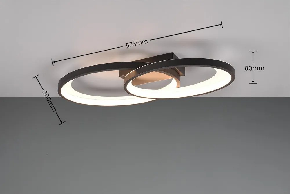 Černobílé LED stropní svítidlo 30x57 cm Malaga – Reality