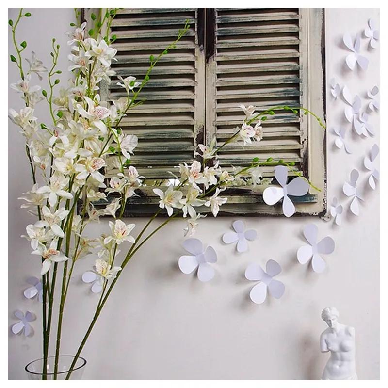 Sada 12 bílých adhezivních 3D samolepek Ambiance Flowers